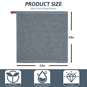 Nialnant 14 Pack Kitchen Towels,8 Pack 12x12 Inches 8 Ring Spun Dish Rags + 6 Pack 13x13 Inches Waffle Weave Dish Towels for Kitchen