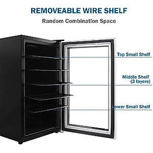 Northair Beverage Cooler and Fridge With Glass Door, 60 Can Beverage Mini Fridge, Adjustable Shelves Dispenser Countertop Refrigerator Cellars, Perfect for Soda Beer or Small Drink