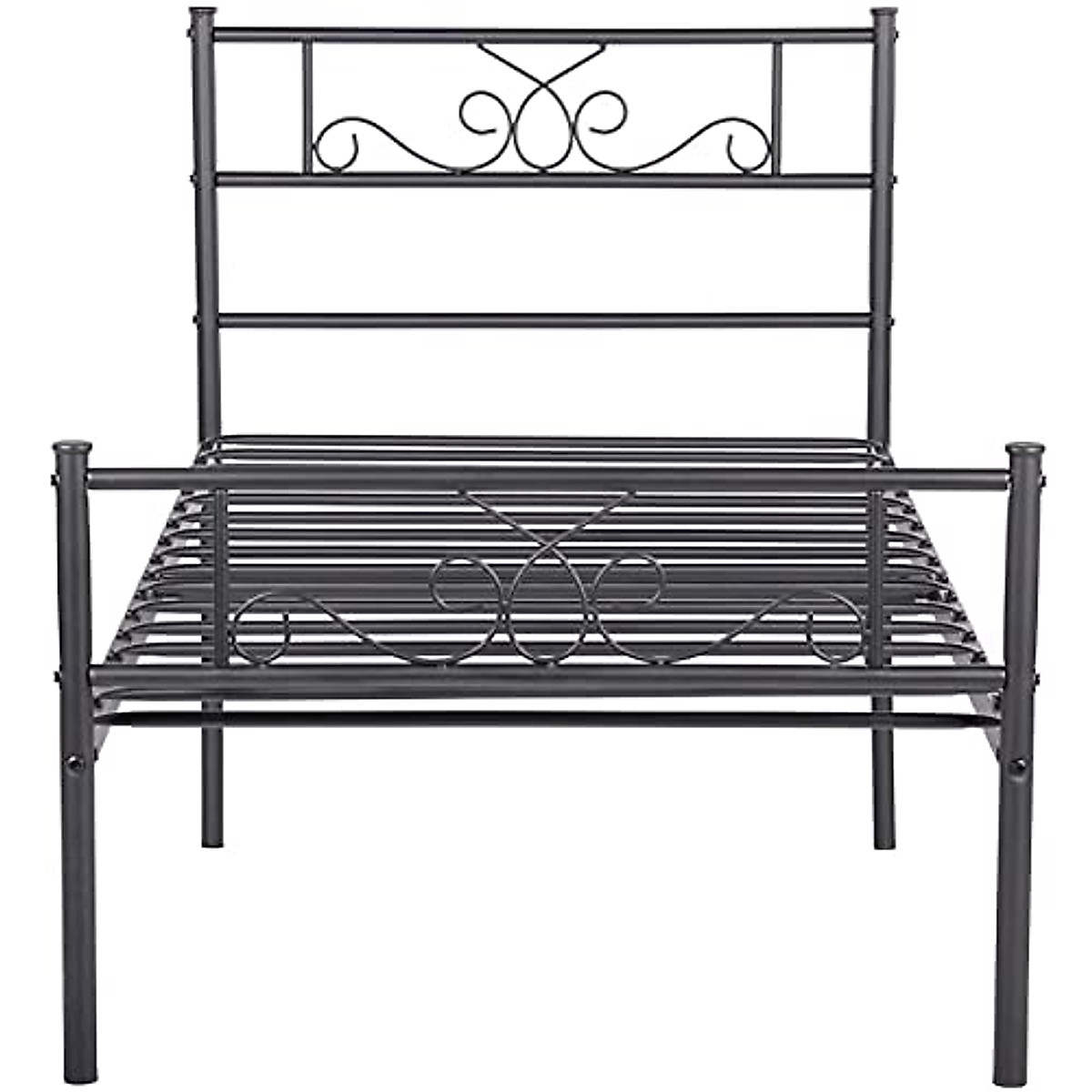 Weehom Twin Size Bed Frame with Headboard Black Platform Bed Standard Steel Bed for Kids Girls Boys No Box Spring Needed