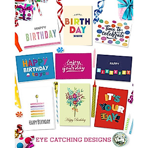 80 Unique Birthday Cards- Happy Birthday Cards Bulk With Greetings Inside – Assorted Birthday Cards With Envelopes and Stickers -Large Birthday Cards 5 x 7 inches- Birthday Cards Greeting Cards Bulk Box Set