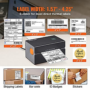 VEVOR Bluetooth Thermal Label Printer HD(300DPI),  Wireless Shipping Label Printer w/Auto Label Recognition, Support Windows/MacOS/Linux/Chromebook, Compatible w/USPS, Amazon, Ebay, Etsy, UPS, etc.