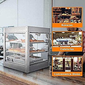 WeChef Commercial Food Warmer 3-Tier 20x20x24" Countertop Food Pizza Pastry Warmer Display Case 750W 110V