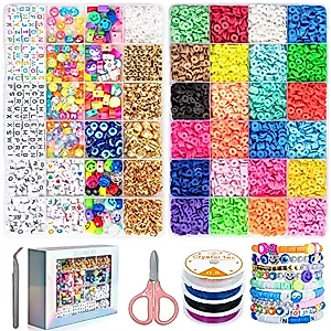 JOJANEAS Bracelet Making Kit - 6800 PCS Beads Bracelet Kit Arts and Crafts for Kids - Jewelry Making Kit Crafts for Girls Adults - Bracelet Making Toys Gifts for Girls Teen Girls (48 Grids)