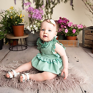 Baby Photo Props Faux Fur Round 23.6 inch Soft Baby Boy Girl Photo Blanket Studio Photo M Grey Sand