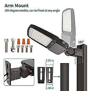 kadision 240W LED Parking Lot Light with Dusk to Dawn Photocell, Dimmable Shoebox Lights with Arm Mount, 130LM/W 5000K Daylight 100-277V, 150W/200W/240W Power Tunable