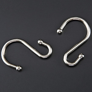 Nickel Shower Curtain Hooks, Rust Proof Shower Curtain Rings for Bathroom, Set of 12 CHICTIE Silver S Shaped Decorative Shower Curtain Hooks Hangers for Bathroom Curtains,Clothing, Towels, etc