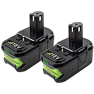 POWTREE Upgraded 6500mAh 18V Replacement for Li-ion Ryobi 18V Battery ONE+ Plus P108 P102 P103 P104 P105 P107 P109 P122 PBP005 RB18L50 Cordless Power Tools with LED Indicator 2Pack