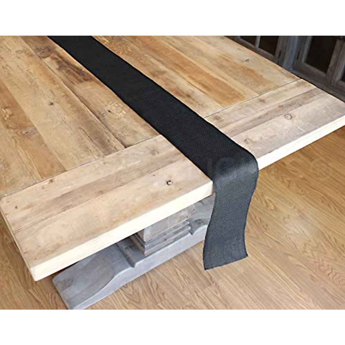 CleverDelights 6" Black Burlap Roll - Finished Edges - 10 Yards - Jute Burlap Fabric