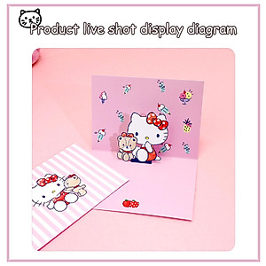 GLALY Cute Birthday Card - Funny Cat Birthday Card Pink 3D Cartoon Cat Greeting Cards for Kids Girls Birthday Gifts