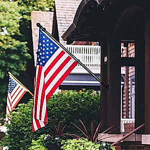 ESTTOP Flag Pole Holder Bracket, Multi-Position Mounting Bracket with Hardwares for Outside, Premium Aluminum Alloy Water Resistant Rust Free Flagpole Holder for House(Black)