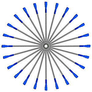 DunBong Black and Blue Ink Pen Refills Replacement Metal Ballpoint Refill 3.2 in for Big Diamond or Crystal Pen and Stylus Pens Pack of 5 (Blue)