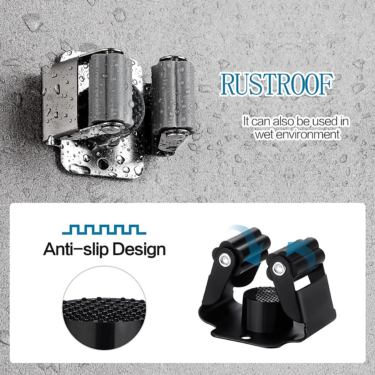 JAMEND CLXP New 3PCS Broom and Mop Holder, Heavy Duty Garden Tool Organizer Rack Rake and Shovel Handle, Stainless Steel Mop Hanger. Wall Mounted with Screws.…