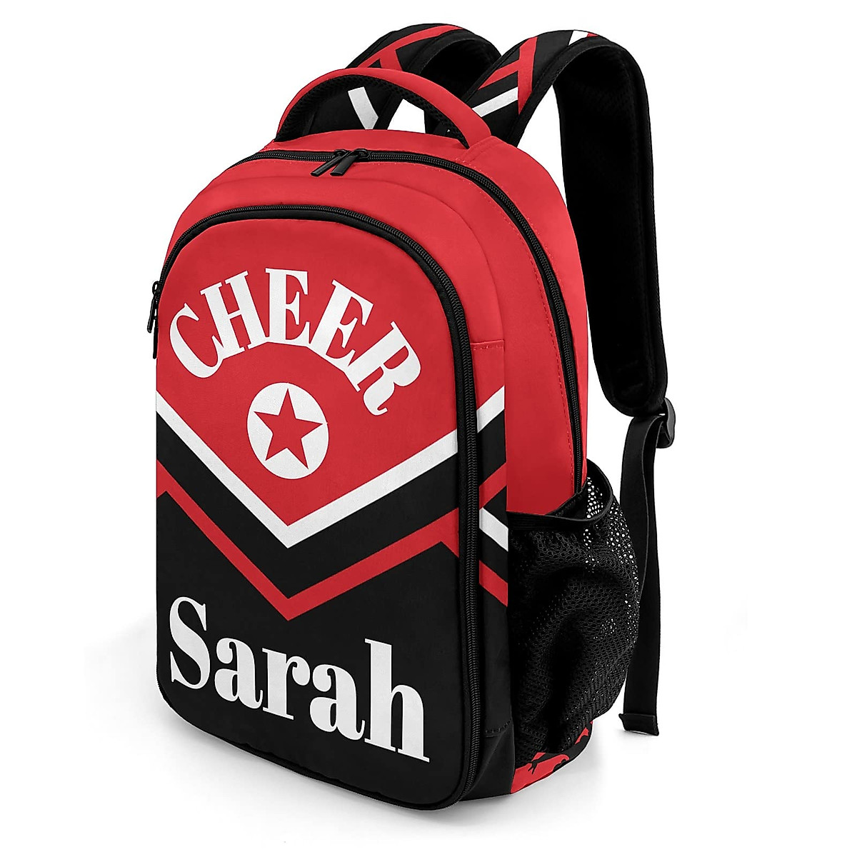 Anneunique Personalized Cheerleaders Backpack Multifunctional Waterproof Laptop Bag for Travel Gift Cheer Pom Red Black
