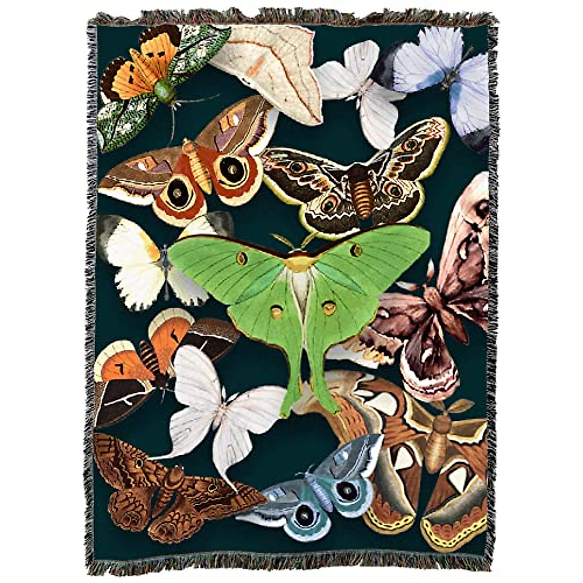 Pure Country Weavers Moths Emerald Blanket - Gift Tapestry Throw Woven from Cotton - Made in The USA (72x54)