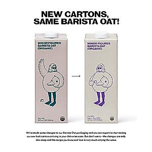 Minor Figures - Oat Milk, Organic Barista, 32 Fl oz x 6 Cartons, Dairy Free & Vegan, No Added Sugar, Long Shelf Life, 6 pack