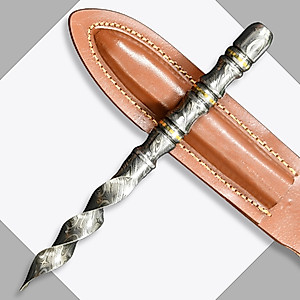 SHOKUNIN USA TriEdge Tactical Dagger - High Carbon Steel Damascus Tri Edge 4.7-inch Blade with Integral Handle - Ideal for Outdoor, Tactical, Survival, and EDC & Sheath