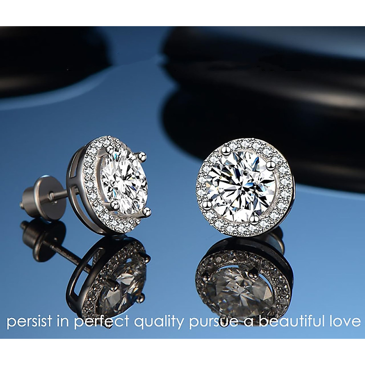 Diamond Stud Earrings for Women Gifts for Wife Mom Girlfriend 0.8Ct-2Ct Moissanite Stud Earrings Anniversary Birthday Gifts for Wife, Valentine's Day Gifts for Her Wedding Anniversay Gift for Wife ,Christmas , Mother's Day Gifts (2.0 Carats ( 1.0 Ct Each