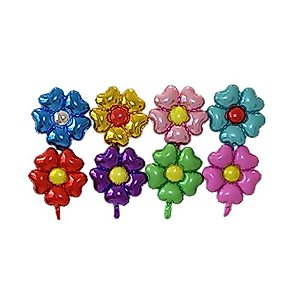 AnnoDeel 8 Pcs Beautiful Floral foil Balloons, 18inch Flower Balloons for Wedding Birthday Party Colorful Decorations, Random Color
