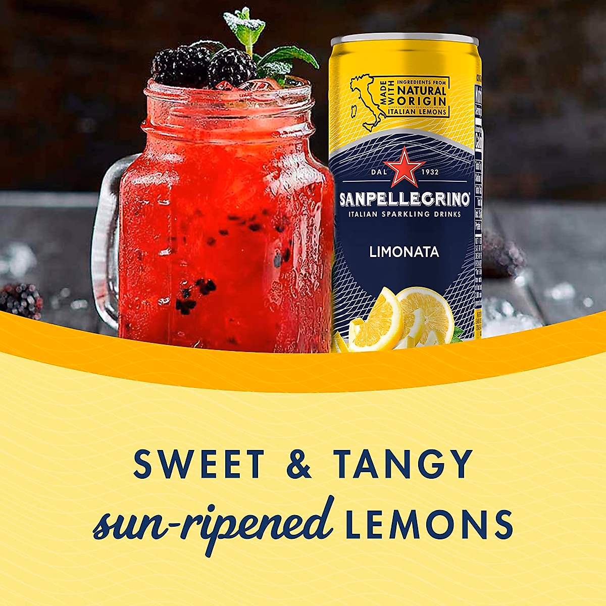 Italian Sparkling Drink, Sparkling Lemon Beverage, 12 Pack of 11.15 Fl Oz Cans