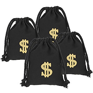 Zerodeko 4pcs Bag Money Bag Money Treat Bag Sign Carrying Sack Festival Cosplay Supplies Gift Bag Pirate Party Supplies Toy Storage Bag Cotton Drawstring Canvas Bag Women's