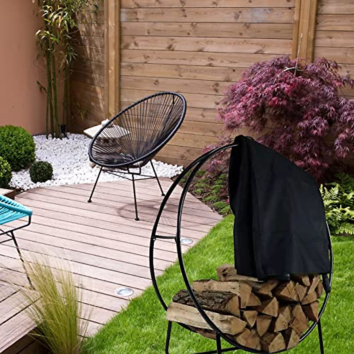 GAFOKI Outdoor Grills 1pc for Use Heavy Wood Grill Garden Patio Outdoor Polyester and Hoop Tarp Burner Indoor Black Holder Practical Log Cover Storage Yard Round Portable - Duty Gas Grill