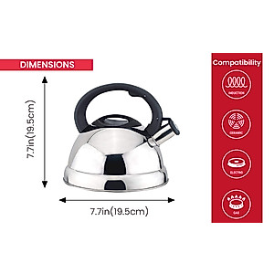 J&V TEXTILES Stainless Steel Whistling Tea Kettle, 2.5-Quart*