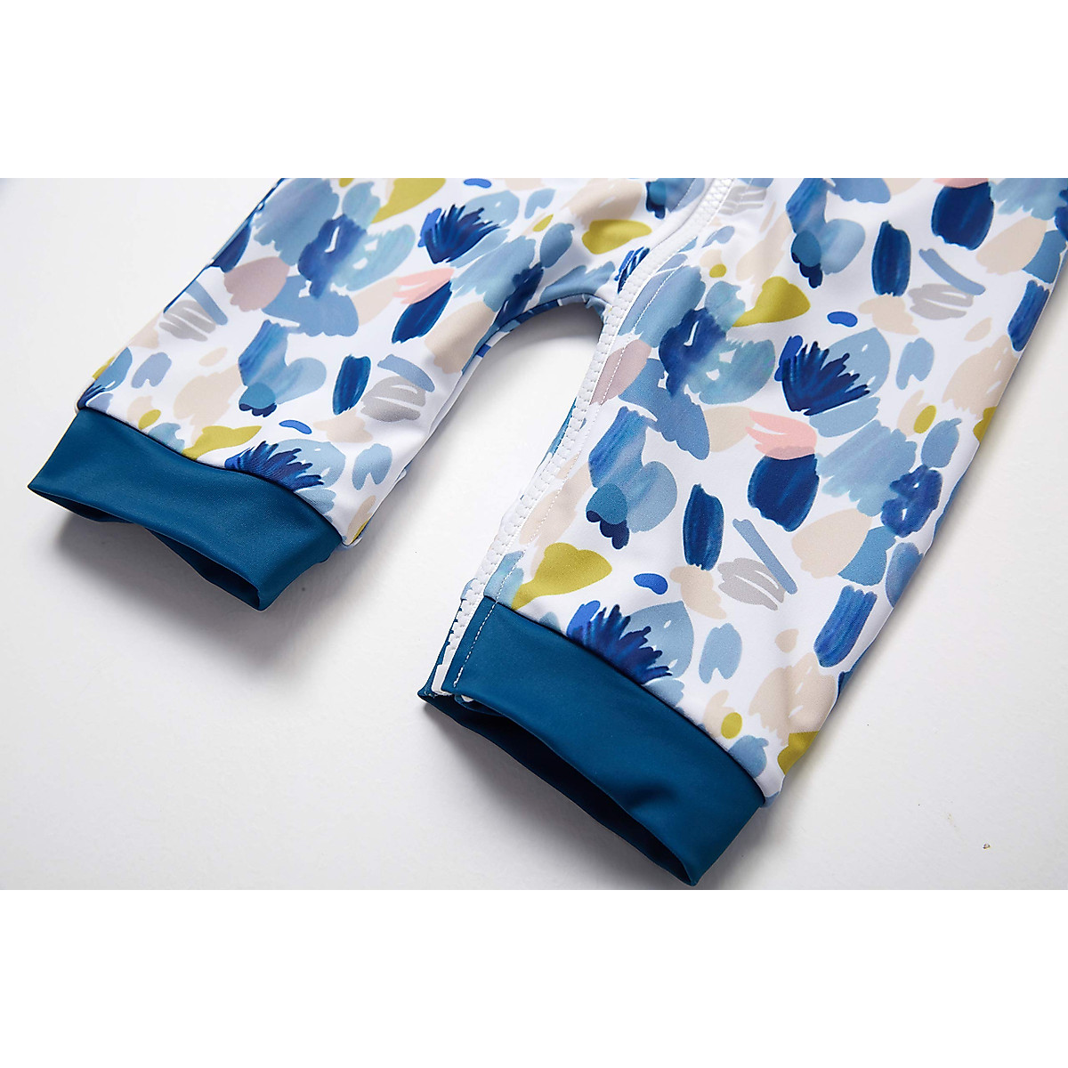 Baby Boys Sunsuits/Swimwear UPF 50+ Sun Protection One Piece Full-Length Zipper Swimsuits with Sun Cap. (Watercolor, 18-24Months)