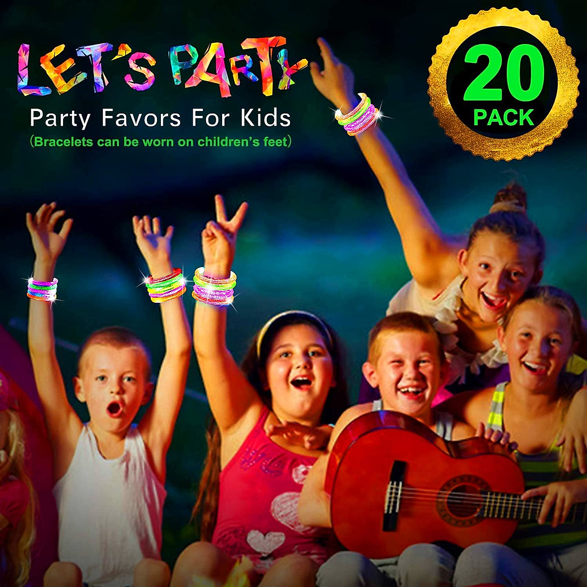 20 Pack Glow Sticks Bracelets Halloween Party Favors Supplies Glow in The Dark, LED Bracelet Light Up Toys Neon Party Favors Birthday Wedding Carnival Halloween Party Games Gifts Goodie Bags Prizes