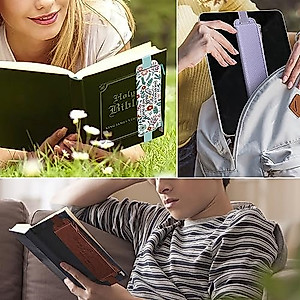 FINPAC 2-Pack Elastic Pencil Case for Notebook, Leather Pen Holder Stationery Zipper Bag for Pencils, Markers, Pen Pouch w/Elastic Band for Bible Journaling, Planners, Tablets (Spring Bloom & Lilac)