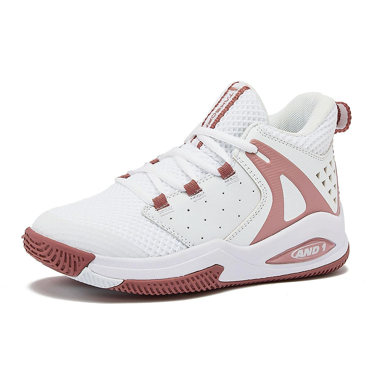 AND1 Takeoff 3.0 Girls & Boys Basketball Shoes, Boys High Top Sneakers - White/Light Pink, 2 Little Kid