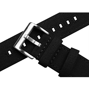 BARTON WATCH BANDS Quick Release Canvas Watch Band Straps, Black, 22mm