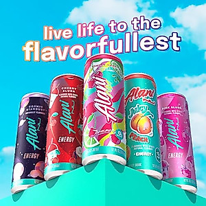 Alani Nu VARIETY PACK CHERRY TWIST, PINK SLUSH, ORANGE KISS Sugar Free, Low Calorie Energy Drinks, 200mg Caffeine, Biotin B Vitamins, Zero Sugar, 10 Calories, 12 Fl Oz Cans, 12 Pack