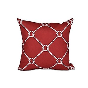 E by design PGN410RE1-16 16 x 16 Ahoy, Geometric Print Pillow Red