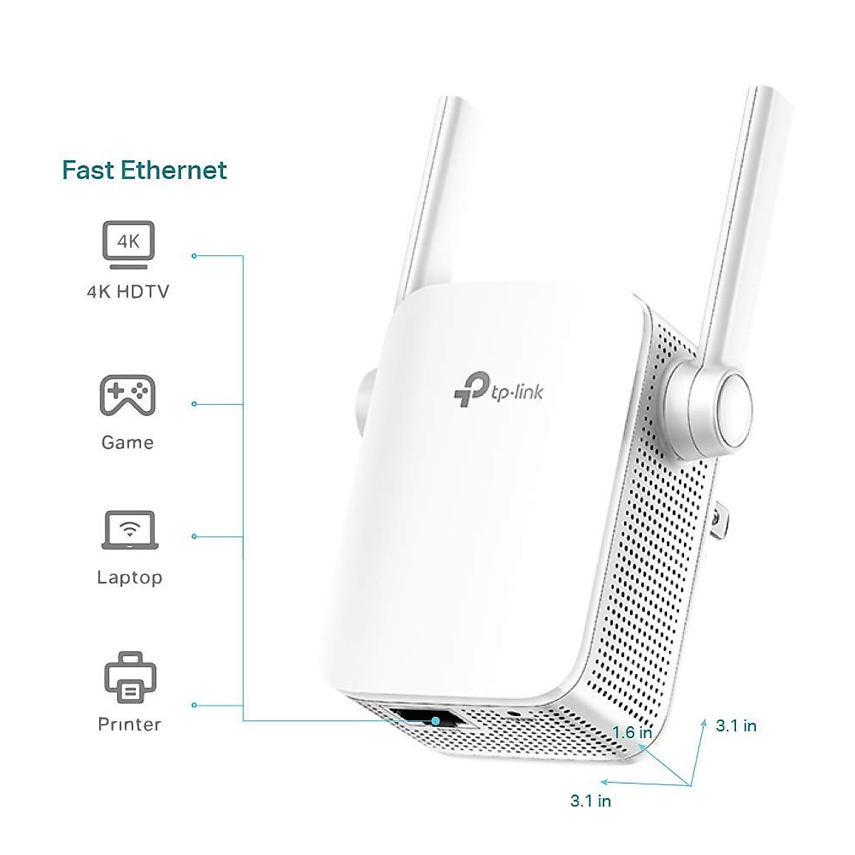 TP-Link N300 WiFi Extender(RE105), WiFi Extenders Signal Booster for Home, Single Band WiFi Range Extender, Internet Booster, Supports Access Point, Wall Plug Design, 2.4Ghz only (Renewed)