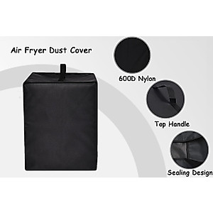 CouldyCasi Air Fryer Cover Heavy Duty Heat-resistant Waterproof Dust Protective Air Fryer Oven Cover Case Compatible with CHEFMAN Multifunctional Digital Air Fryer 10L Family Size (Black)