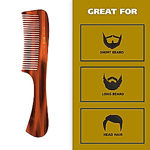 Wahl Beard, Mustache, & Hair Rake Comb for Men's Grooming - Handcrafted & Hand Cut with Cellulose Acetate - Smooth, Rounded Tapered Teeth - Model 3325