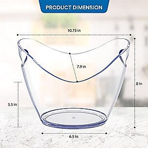 Ice Bucket - Ice Buckets for Parties - Clear Acrylic Champagne Bucket - Ice Bucket for Beer, Wine and Champagne with Easy-to-Carry Handles- 6pk