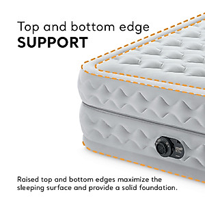 Intex 64489ED Dura Beam Supreme Air Flow Inflatable Velvetaire Soft Airbed Mattress w/ Built in Pump & Portable Storage Case, Queen