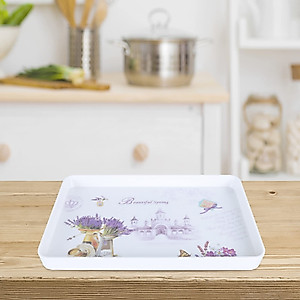 Cabilock Veggie Tray Plastic Plate Serving Tray with Lavender Flower Pattern Cupcake Dessert Dish Appetizer Candy Holder for Party Event Snacks Food Display Server Appetizer Serving Tray