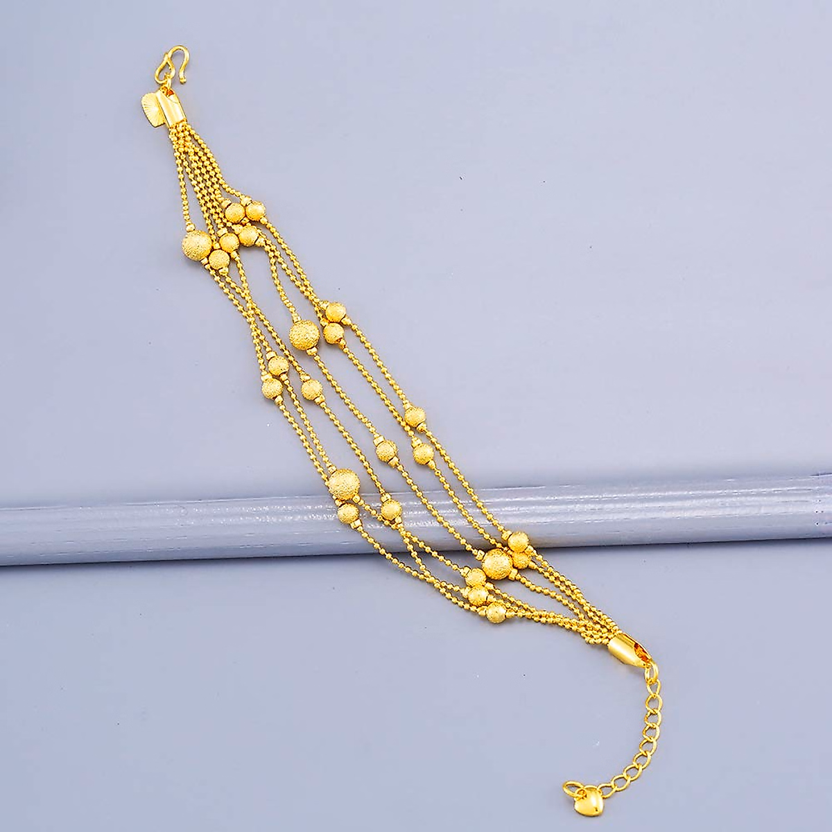 Ethlyn 18K Gold Plated Beads Bangles Bracelets Party Accessories for Women Girls Gifts (H)