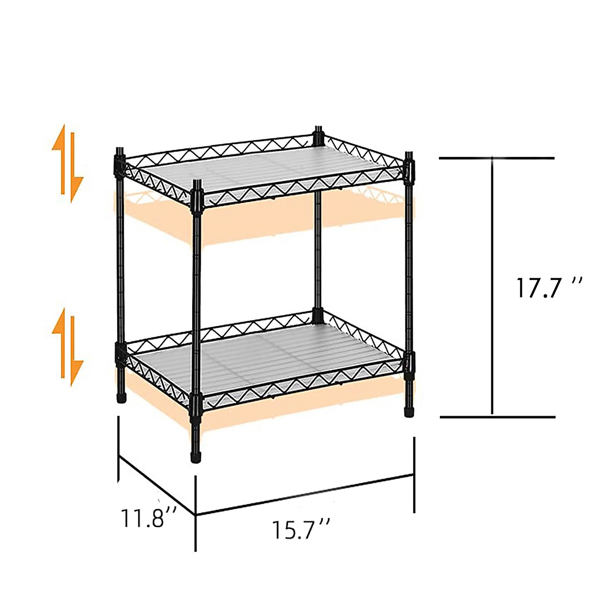 Best 2-Tier Wire Shelving - Black - Lightweight Mini Seasoning Shelf - Kitchen Storage Shelves, Unit with Storage Rack Corner Shelf Shelving Adjustable Storage Shelf, 11.8 "D x 15.7" W x 17.7 "H