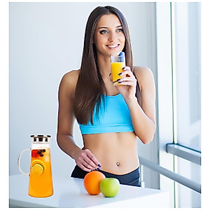 51oz Glass Pitcher with Lid Heat Resistant Glass Water Pitcher/Water Carafe with Infuser Pitcher Lid - For Hot/Cold Beverages - Water, Cold Brew, Iced Tea & Juice 1.5 Liter