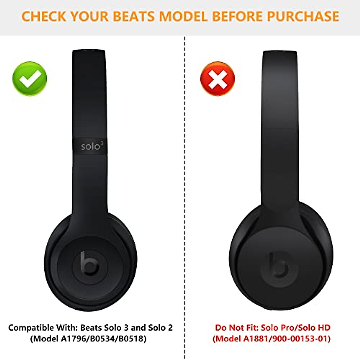 Solo 3 Hinge as Same as OEM Solo3 Replacement Parts Repair Kit Durable Accessories Compatible with Beats by Dre Solo 3 Wireless Headphones(Model A1796) Solo 2 Wireless/Wired (B0534/B0518) -Matte Black