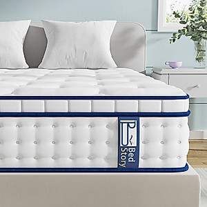 BedStory Queen Mattress, 14 Inch Medium Firm Hybrid Mattress in a Box, Cooling Gel-Infused Memory Foam with Individual Pocket Springs Motion Isolation, Fiberglass Free Mattress, Pressure Relief