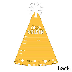 Big Dot of Happiness Golden Birthday - Shaped Fill-In Invitations - Happy Birthday Party Invitation Cards with Envelopes - Set of 12