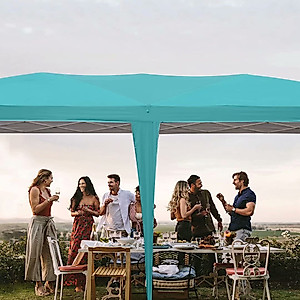 Quictent 10'x20' Heavy Duty Pop Up Canopy Tent- Easy up Outdoor Commercial Party Event Canopies, Waterproof, Easy Setup & Portable, Includes Weight Bags and Wheeled Carry Bag - Light Blue