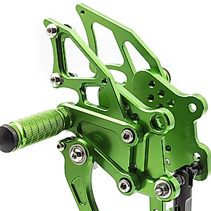 CNC Motorcycle Adjustable Rearsets Foot Pegs Rear Set Footpeg Shift Pedal Compatible with NINJA 300 250R 2013-2017 /Z300 2015-2018 /Z250 2013-2016 Green