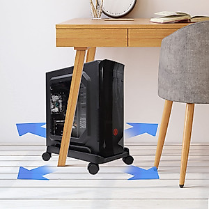 Carrotez [Dstore] Adjustable Desktop Computer Portable CPU Rolling 4 Wheel Stand, CPU Stands for Office, CPU cart for Dorm - Black