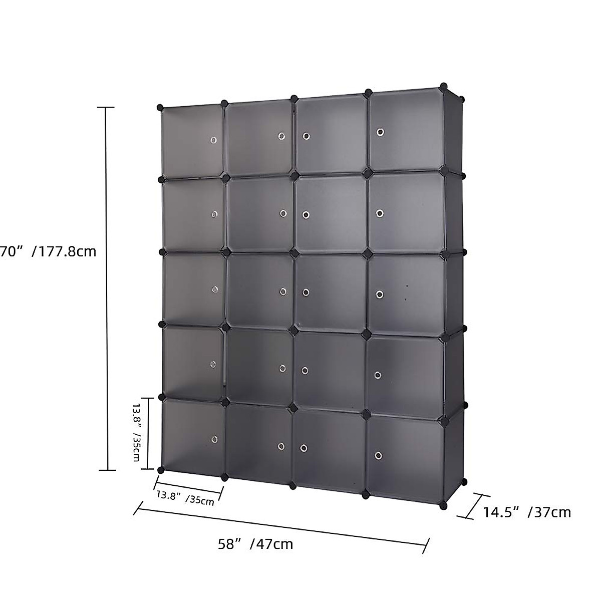 VINGLI Portable Storage Cubes-14 x14 Cube (30 Cubes)-More Stable (add Metal Panel) Cube Shelves, Modular Bookshelf Units, Clothes Cube Storage Shelves, Room Organizer for Cubby Cube
