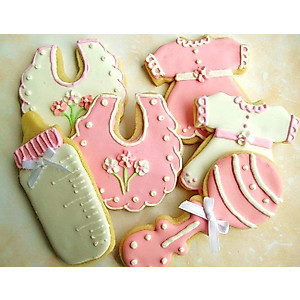 7- Pieces Baby Bottle Baby Clothes Baby Stroller Bell Baby Apron Baby Shower Cookie Cutter Set - Stainless Steel
